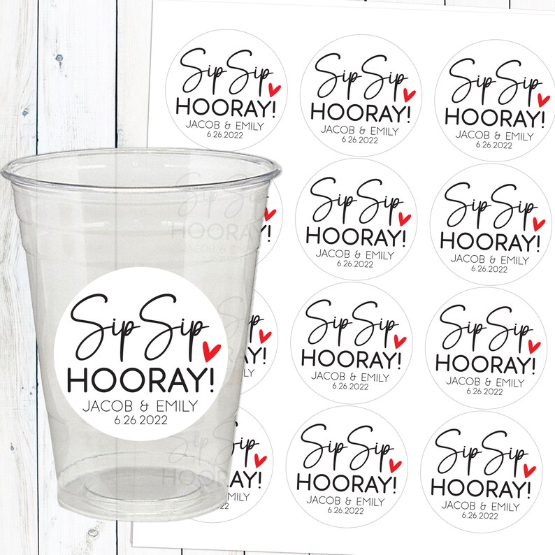 Custom Cup Stickers for Modern Wedding Engagement Party | Etsy