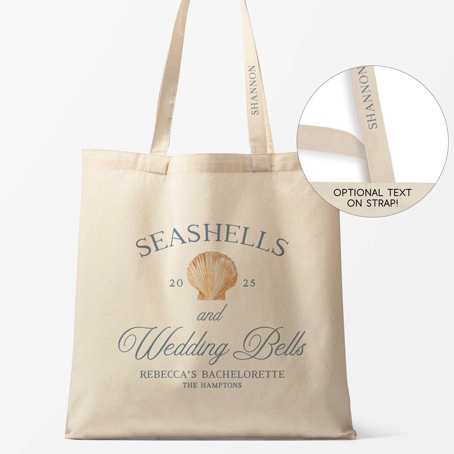Seashells & Wedding Bells Bachelorette Party or Wedding Custom Tote Bag ...
