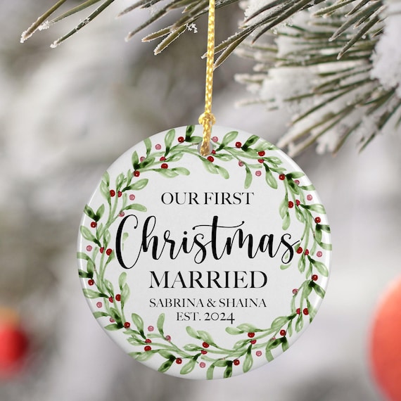 Our First Christmas Married Ornament for Couple Newlywed Christmas Gifts Wedding Gift for Couple Personalized 1st Holiday Just Married Etsy UK