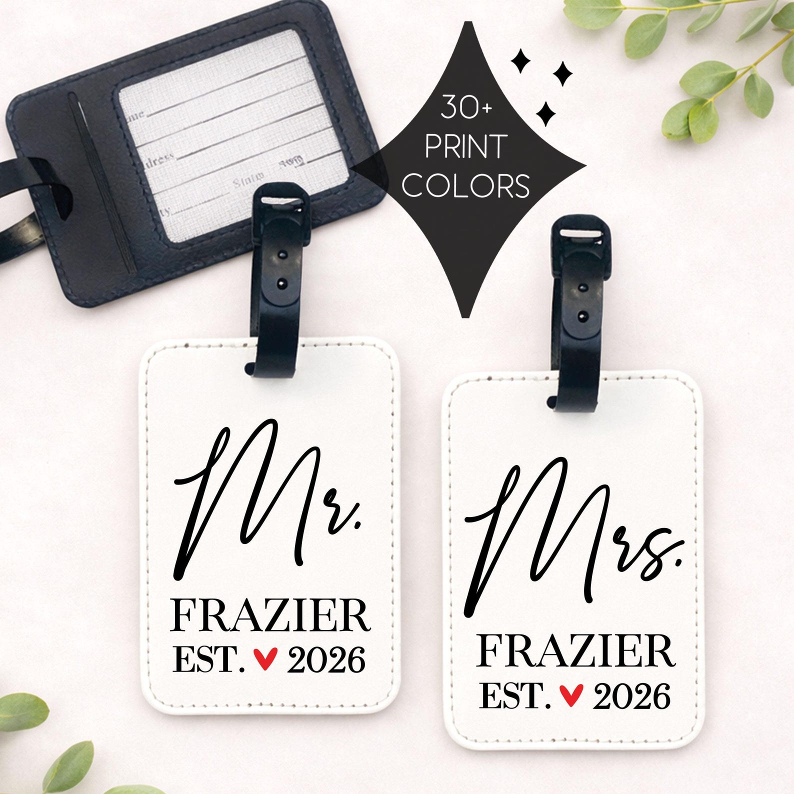 Mr and Mrs Luggage Tags Personalized | Wedding Bag Tags for Newlyweds ...