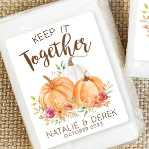 Fall Wedding Tissue Favors, Custom Labels for Mini Facial Tissue Packs ...