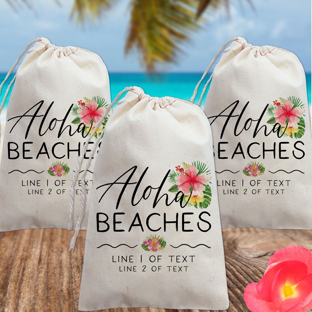 Aloha Beaches Gift Bags for Hawaii Wedding - Tropical Favor Bags ...