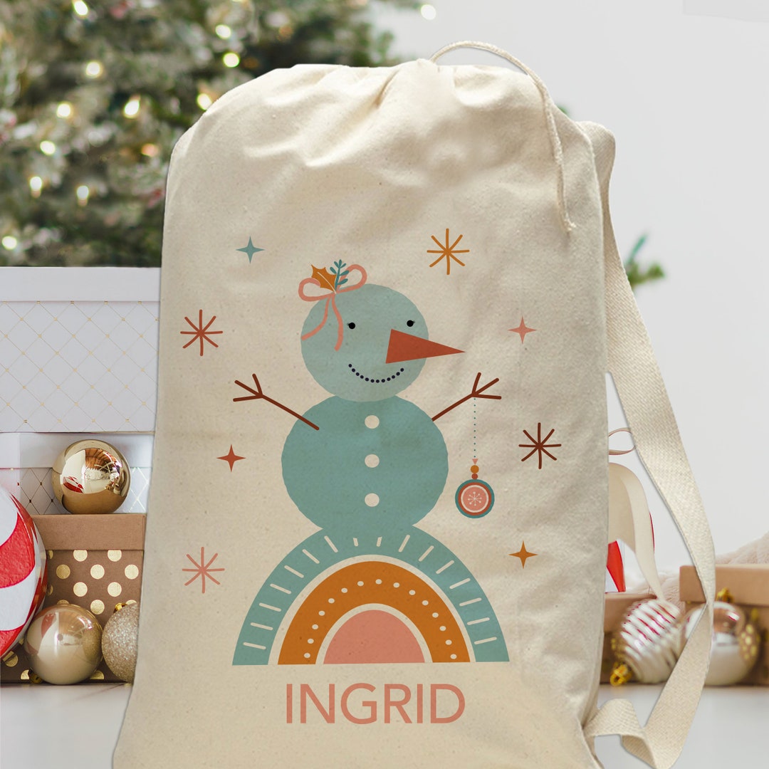 Toddler Girl Christmas Gift Bag, Snowman Gift Bag .XL Personalized ...
