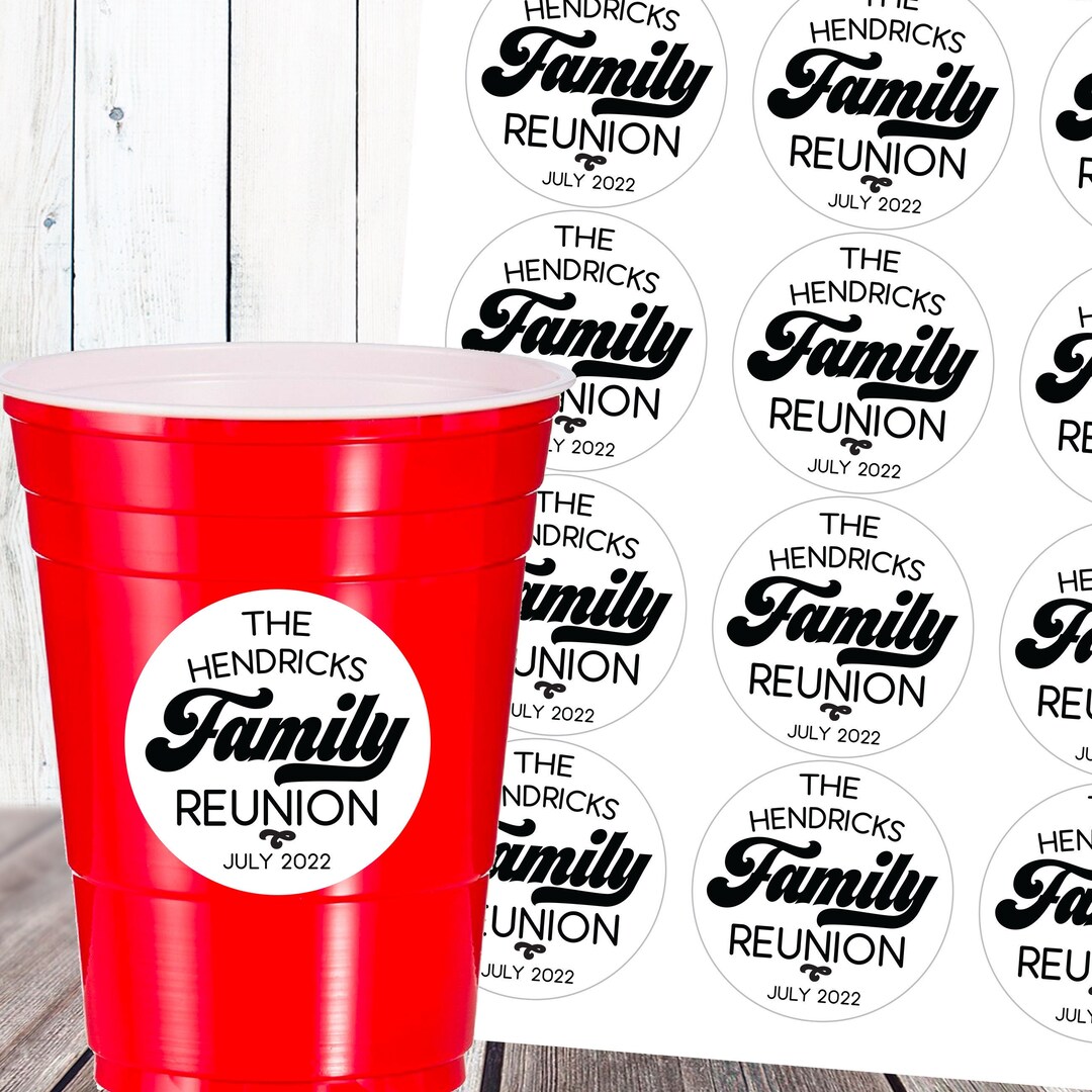 Family Reunion Decor - Custom Party Cup Stickers - Reunion Favor Labels ...