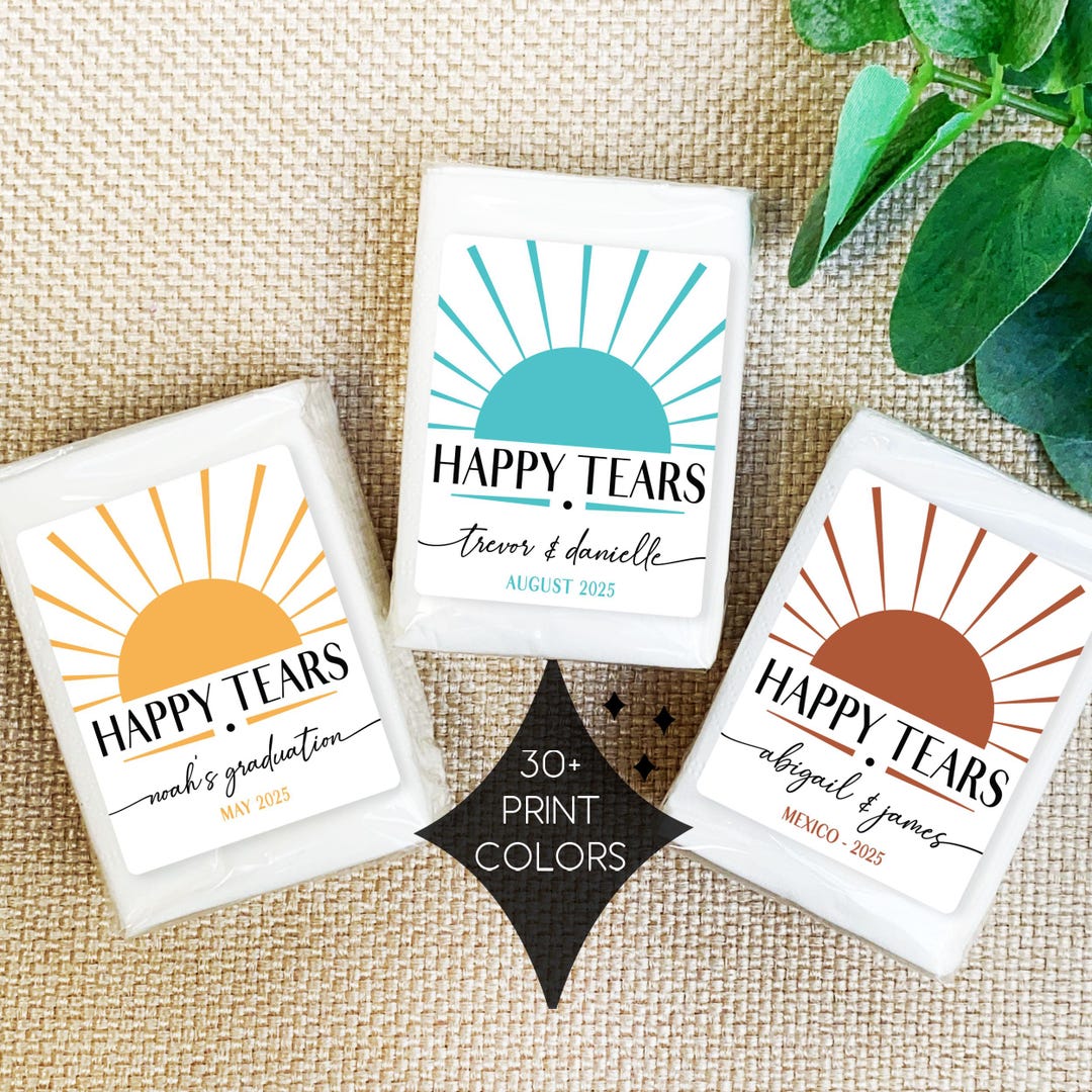 Sunshine for Your Happy Tears Tissues | Custom Beach Wedding Tissue ...