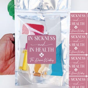 In Sickness & in Health Labels + Bags for Wedding, Personalized Bag ...