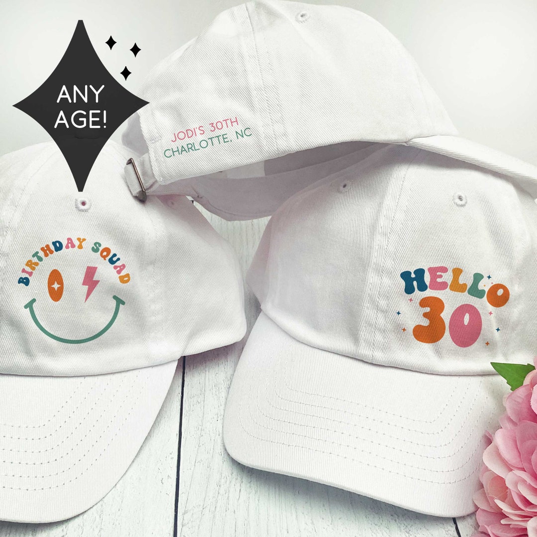 Retro 30th Birthday Hat - Hello 30 Custom Birthday Hats - Groovy ...