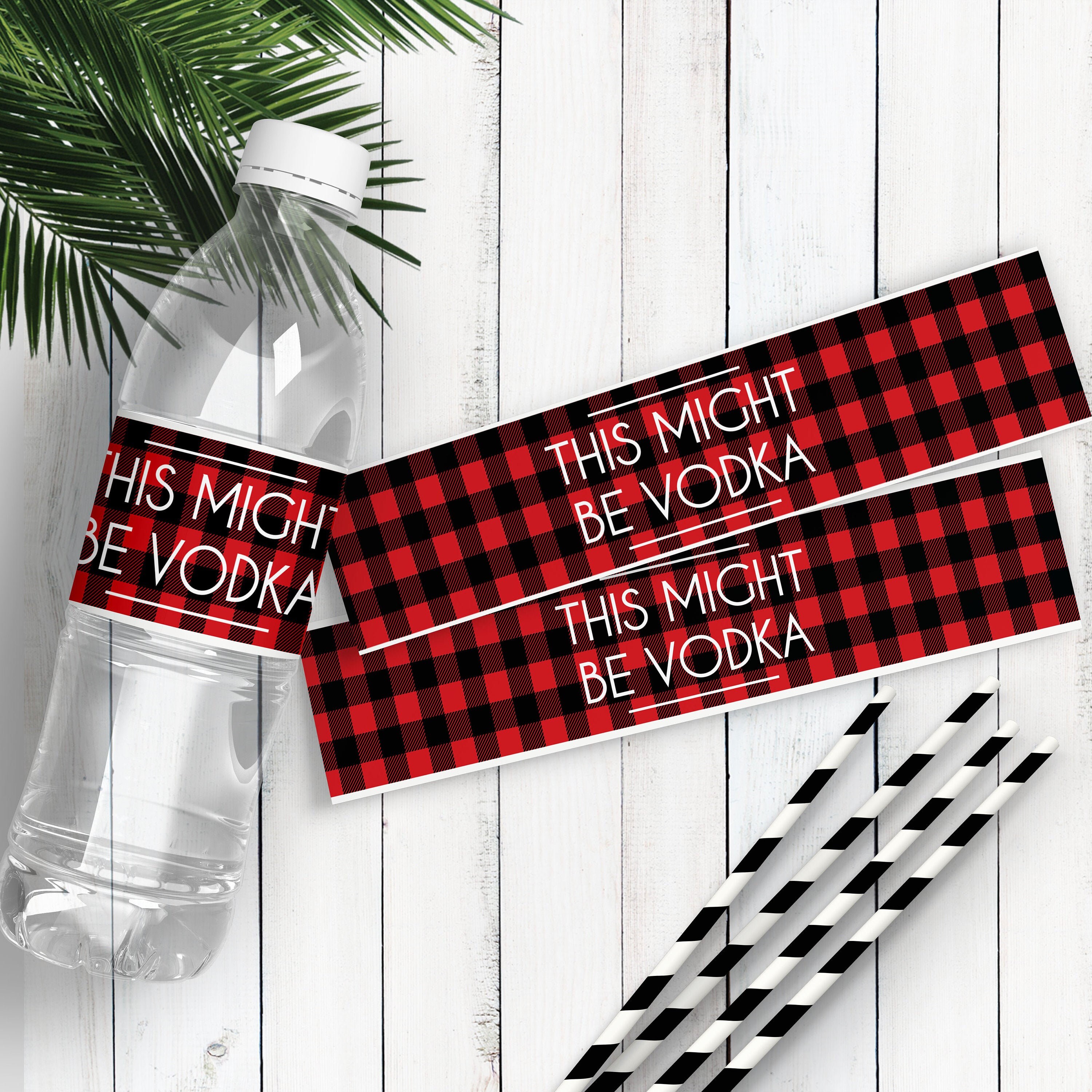 Funny Water Bottle Labels This Might Be Vodka Plaid Camp - Etsy