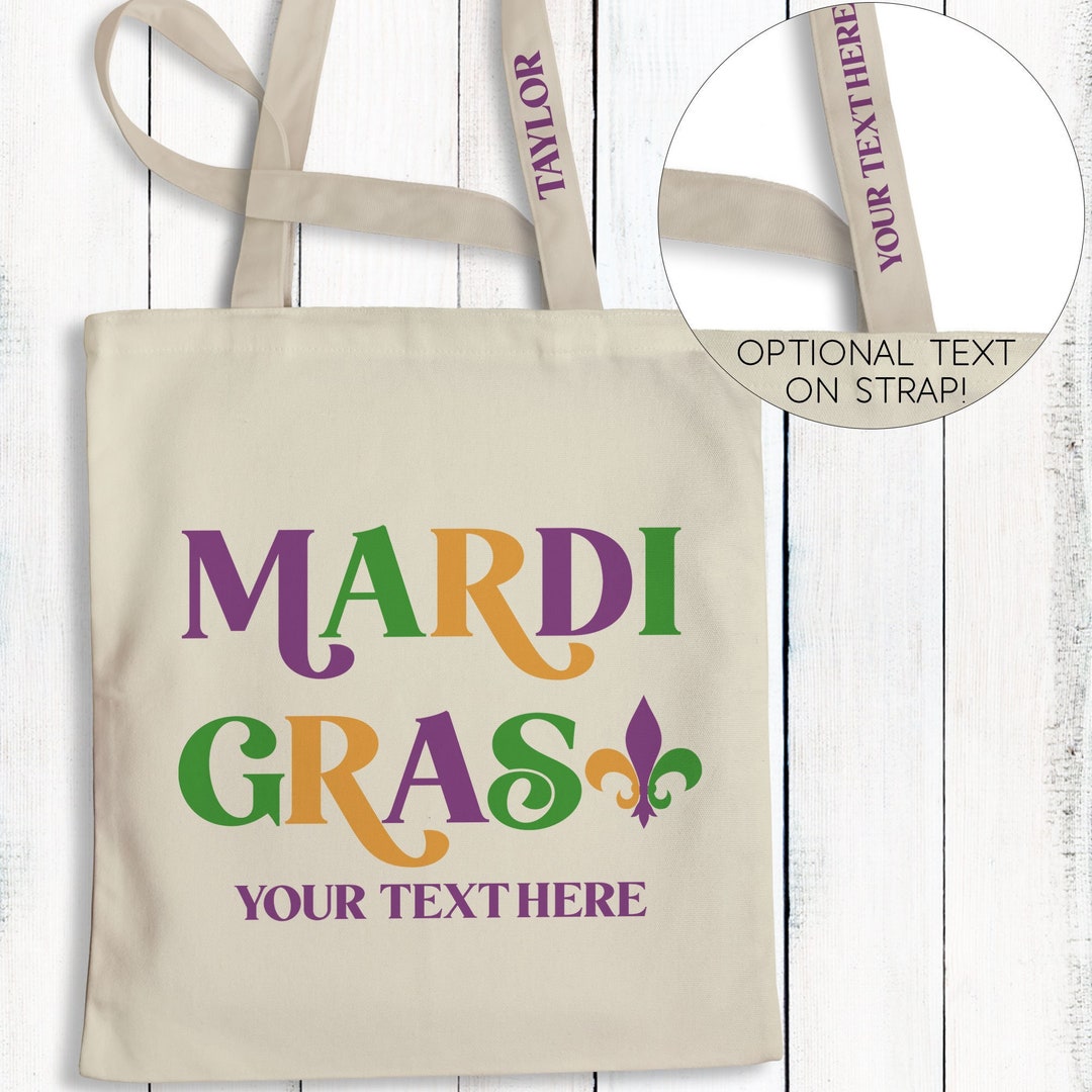 Custom Mardi Gras Bags for New Orleans Trip, Personalized Canvas Tote ...