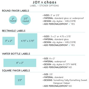 Chicago Wedding Welcome Labels - Custom Chicago Skyline Party Favor ...