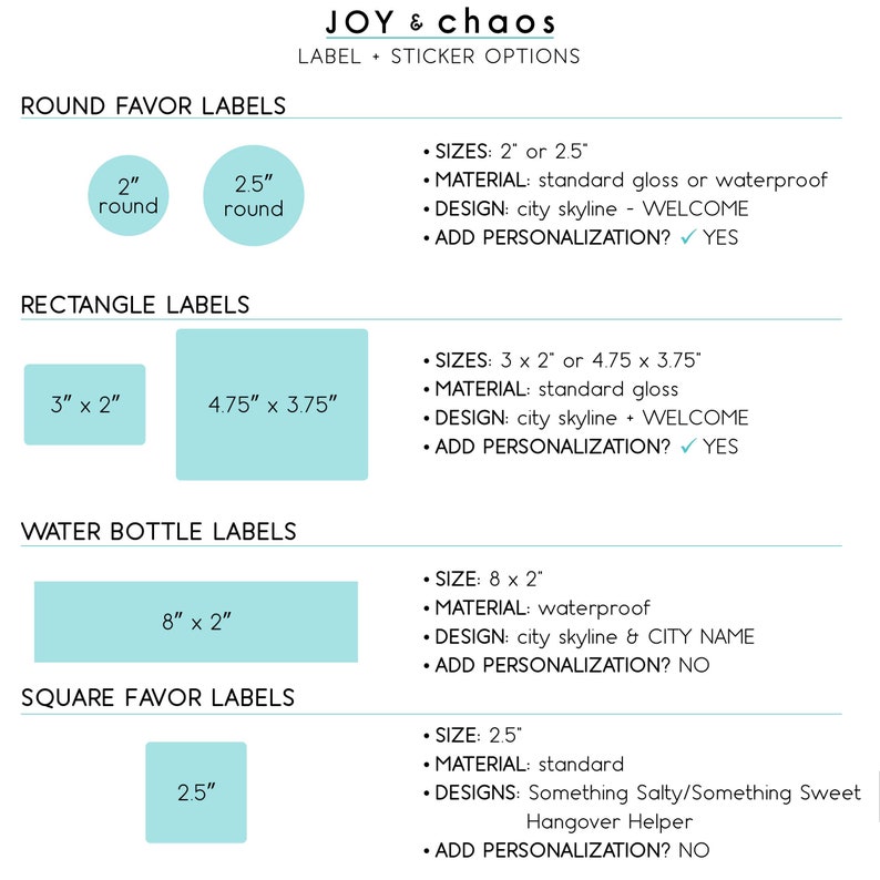 Chicago Wedding Welcome Labels Custom Chicago Skyline Party - Etsy