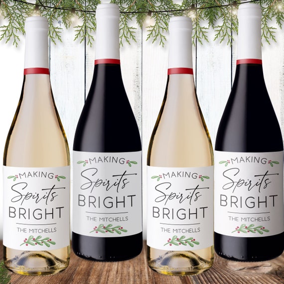 Holiday Wine Labels - Christmas Wine Stickers - Classy Christmas Gifts ...