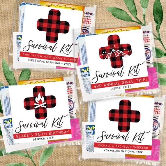 Mountain Girls Trip Survival Kit Label Set - Flannel Fling Hangover Kit ...