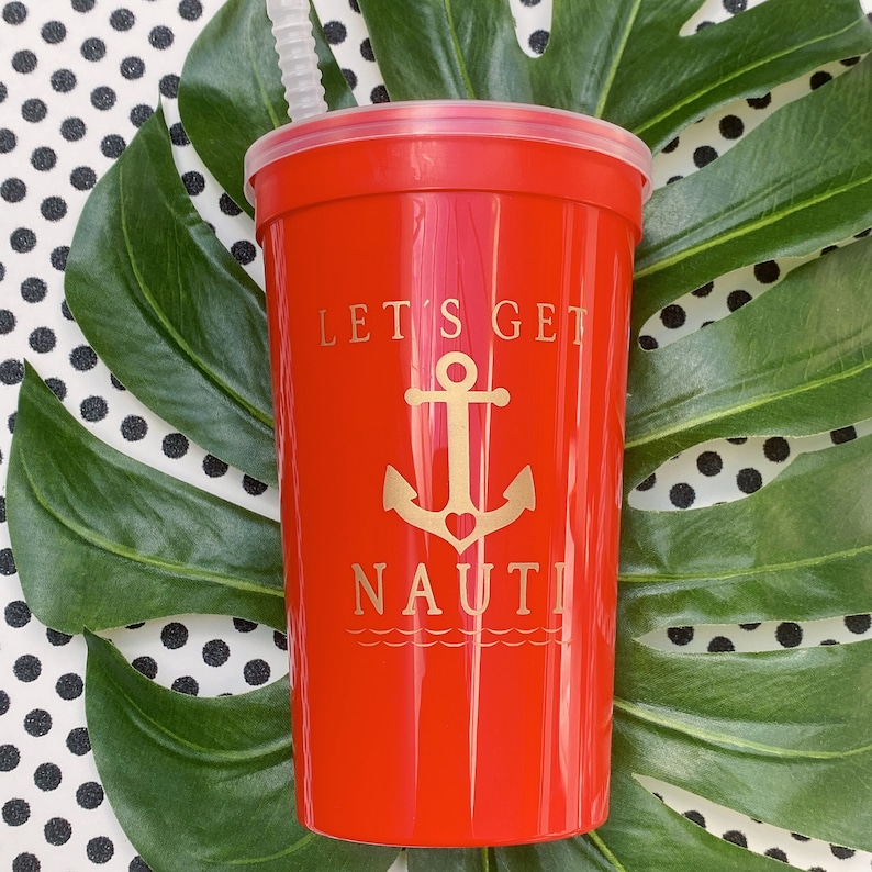 Nautical Bachelorette Party Cups With Straws and Lids Boat - Etsy