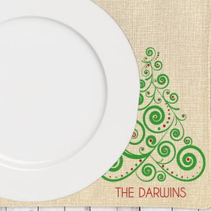 Personalized Christmas Placemat Set, Rustic Christmas Home Decor and ...