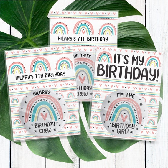 Pastel Rainbow Party Favors for Girls Boho Birthday, Personalized ...