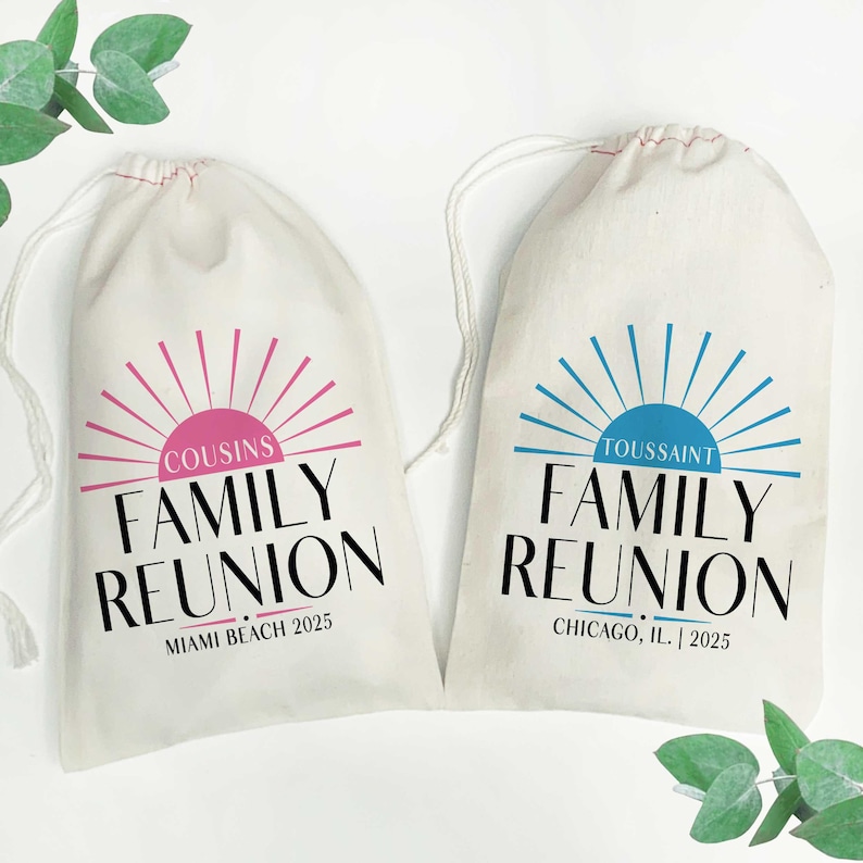 Personalized Family Reunion Tote Bag: Tropical Sun Print, Custom ...