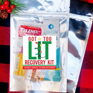 Christmas Hangover Recovery Kit Labels - Custom Holiday Survival Kit ...
