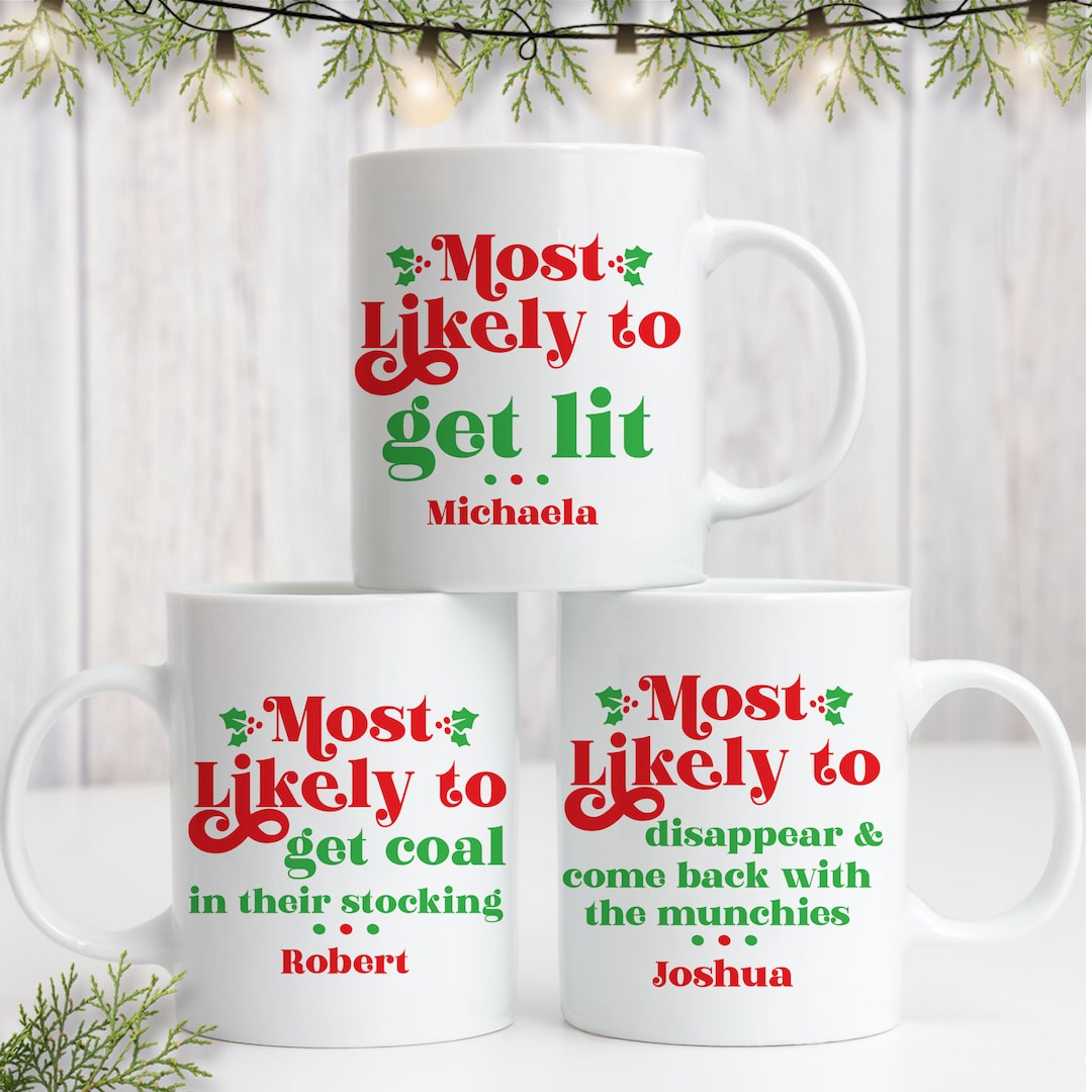 Funny Christmas Mugs for Adults - Christmas Most Likely to Mugs With ...