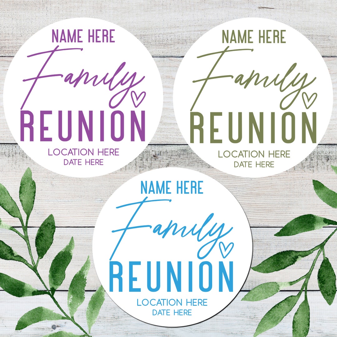 Family Reunion Stickers - Custom Reunion Favor Labels - Waterproof Cup ...