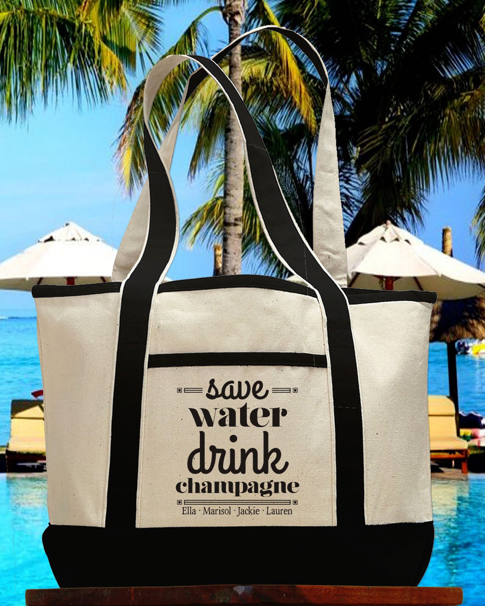 Girls Trip Gift Bag Birthday Vacation Beach Tote Custom Bachelorette ...