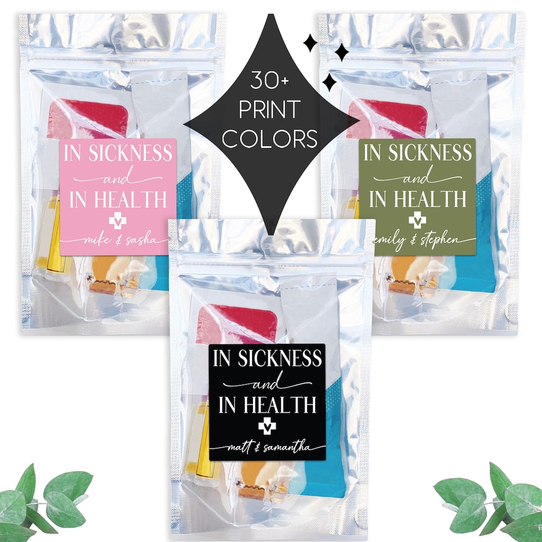 In Sickness & in Health Labels + Bags for Wedding, Personalized Bag ...