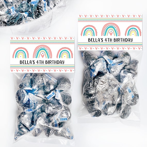 Boho Rainbow Favor Bag Kit - Custom Birthday Bag Toppers for Candy ...