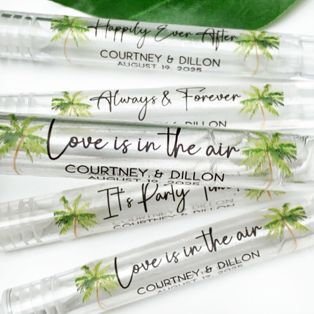 Palm Tree Tropical Bubble Wedding Favors |personalized Labels for Beach ...