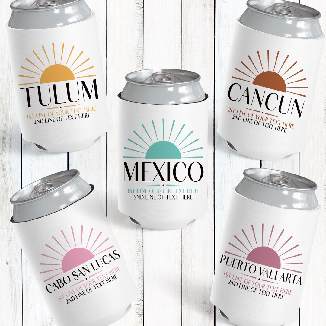 Mexico Can Cooler With Sun Design, Custom Can Coolers for Beach ...