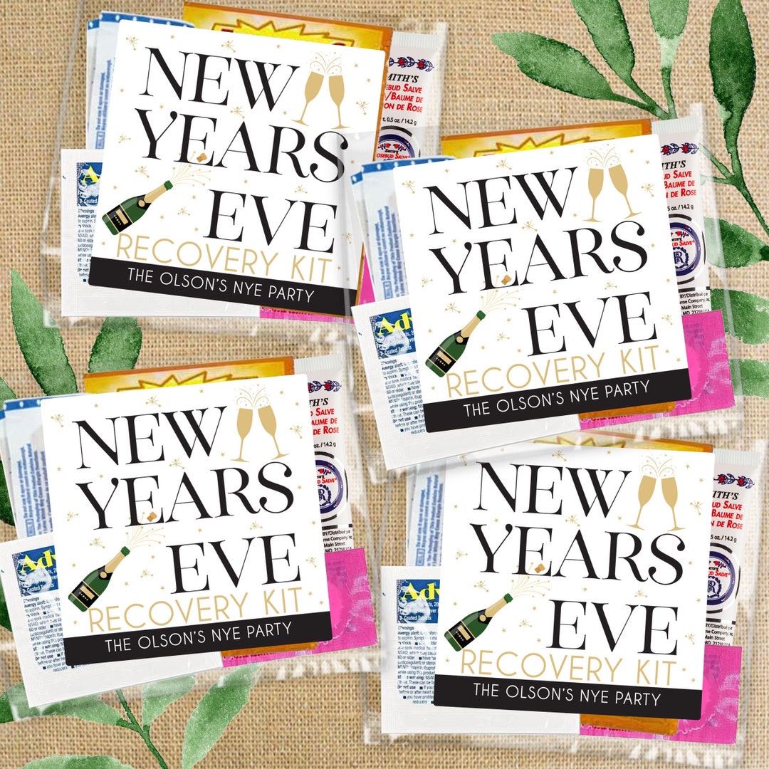 New Years Eve Favor Labels, Custom Hangover Kit Stickers, Adult New ...