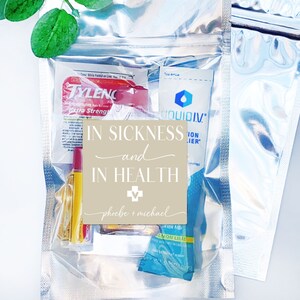 In Sickness & in Health Labels + Bags for Wedding, Personalized Bag ...