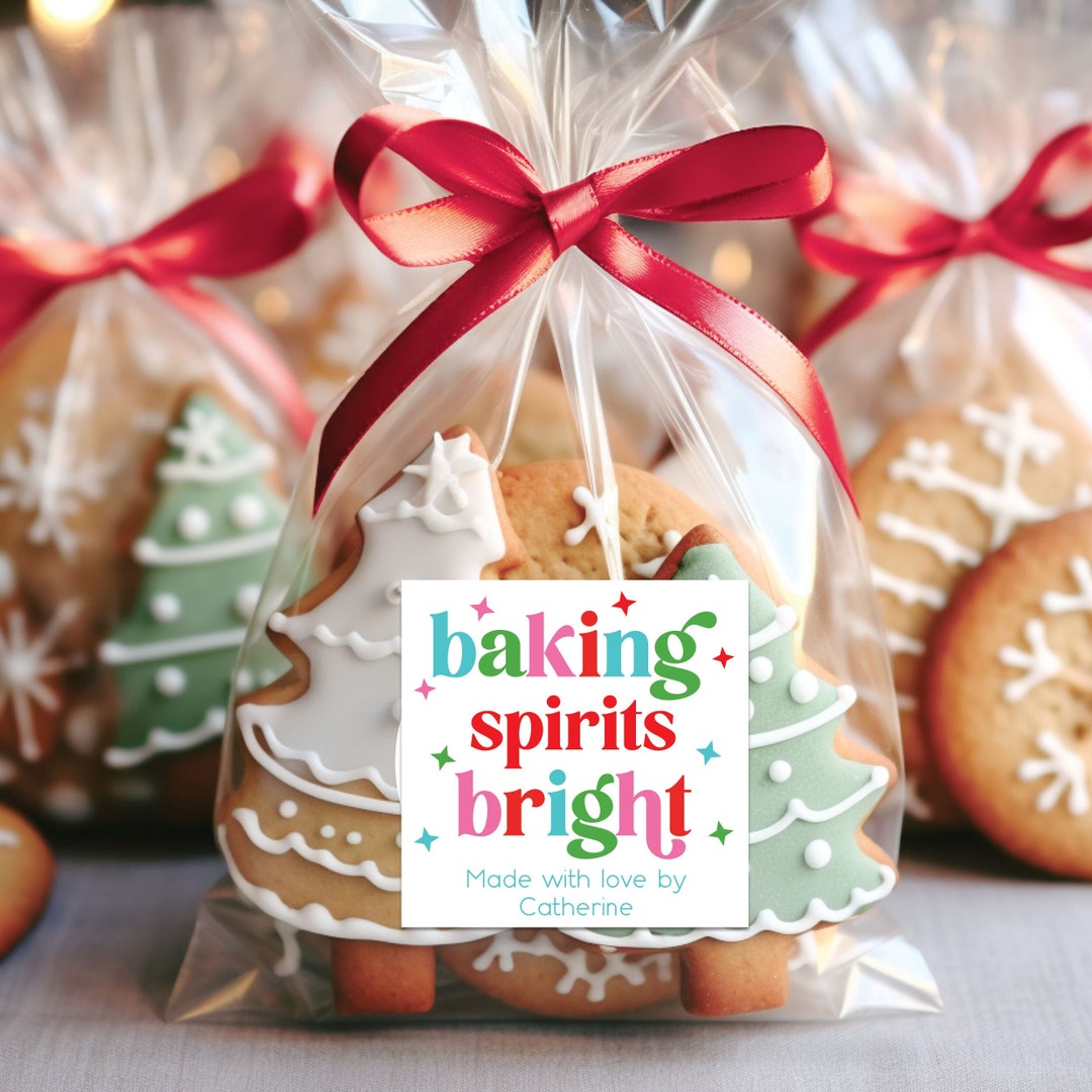 Baking Spirits Bright Stickers, Custom Christmas Cookie Labels ...