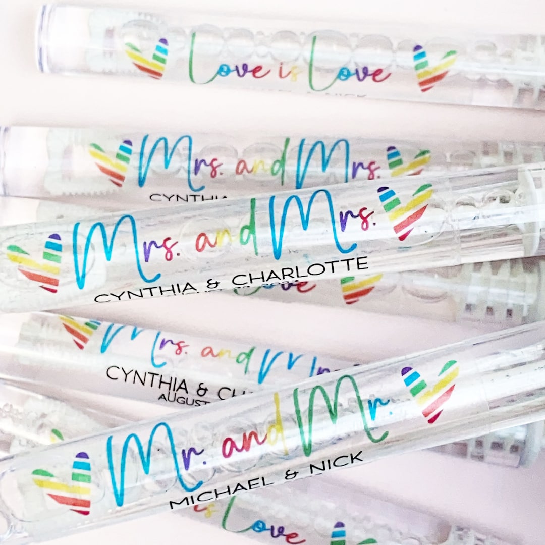 LGBT Wedding Favors - Love is Love Gay Wedding Bubble Stickers ...