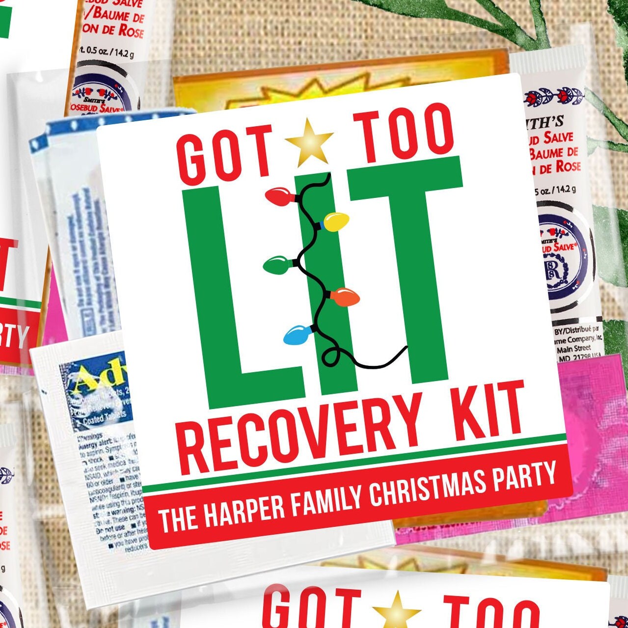 Christmas Hangover Recovery Kit Labels Custom Holiday - Etsy