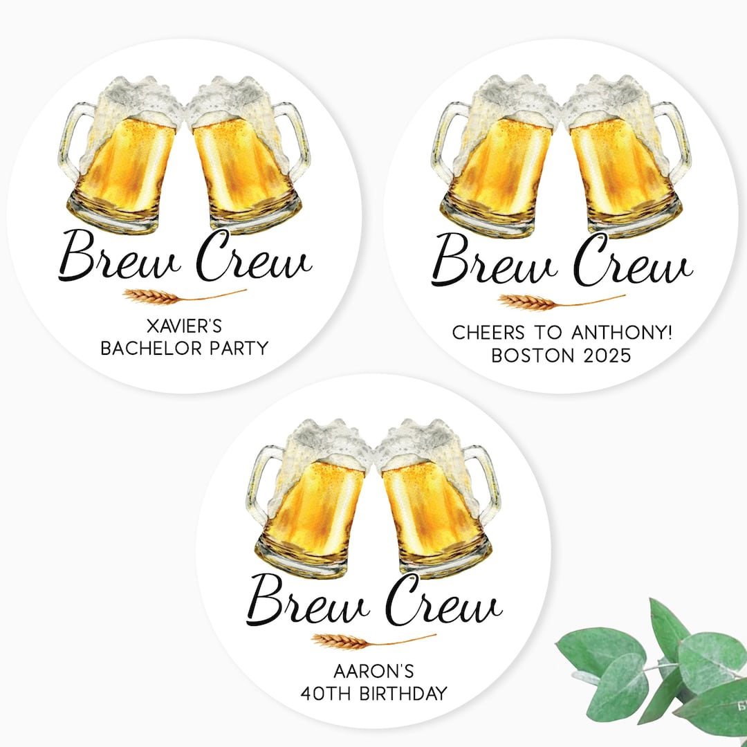 Custom Brew Crew Bachelor Labels | Birthday Favor Stickers for Men ...