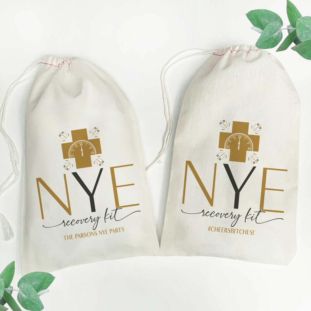 Custom New Years Recovery Kit Canvas Bags, Personalized Hangover ...