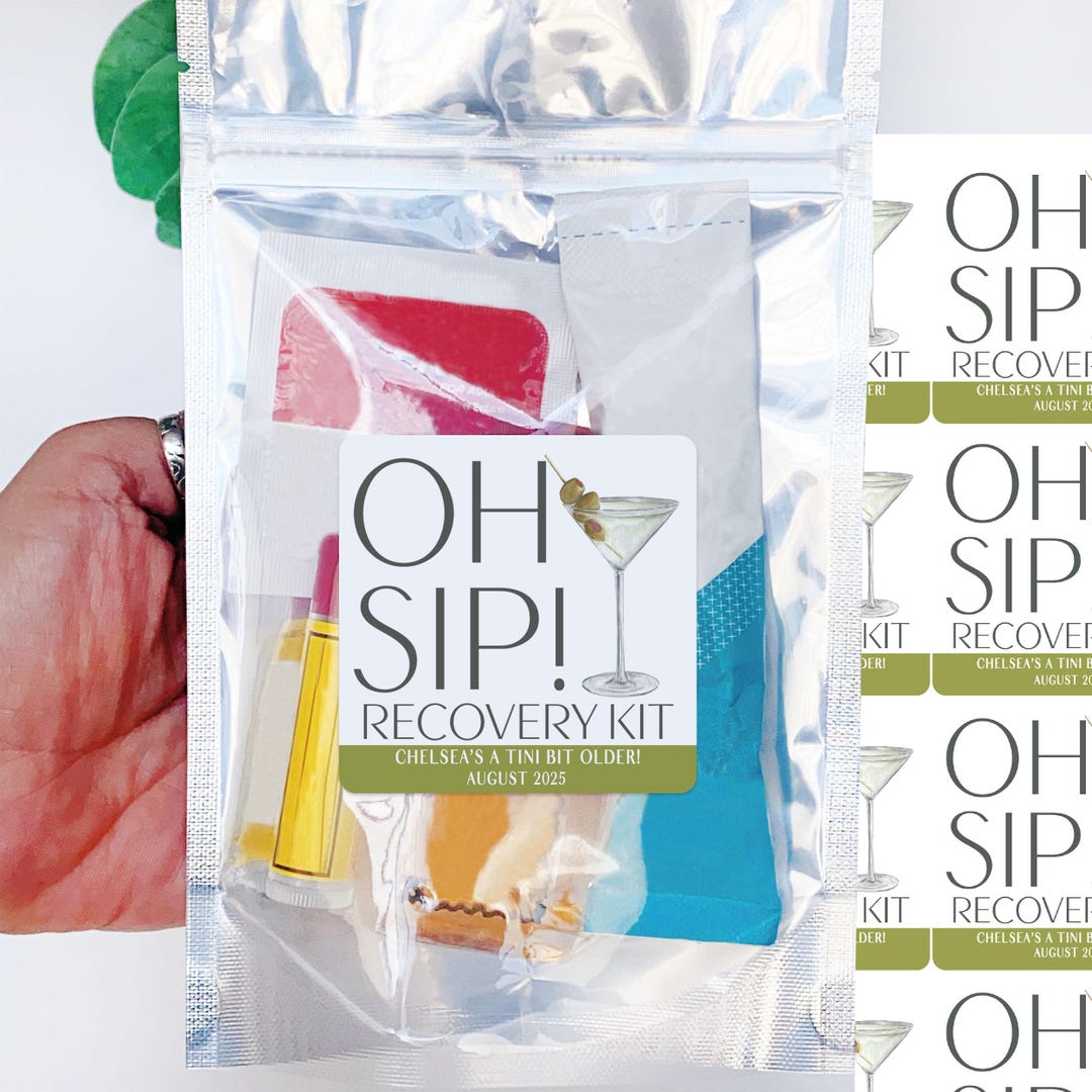 Custom Martini Recovery Kit Labels + Resealable Bags, Cocktail Labels ...