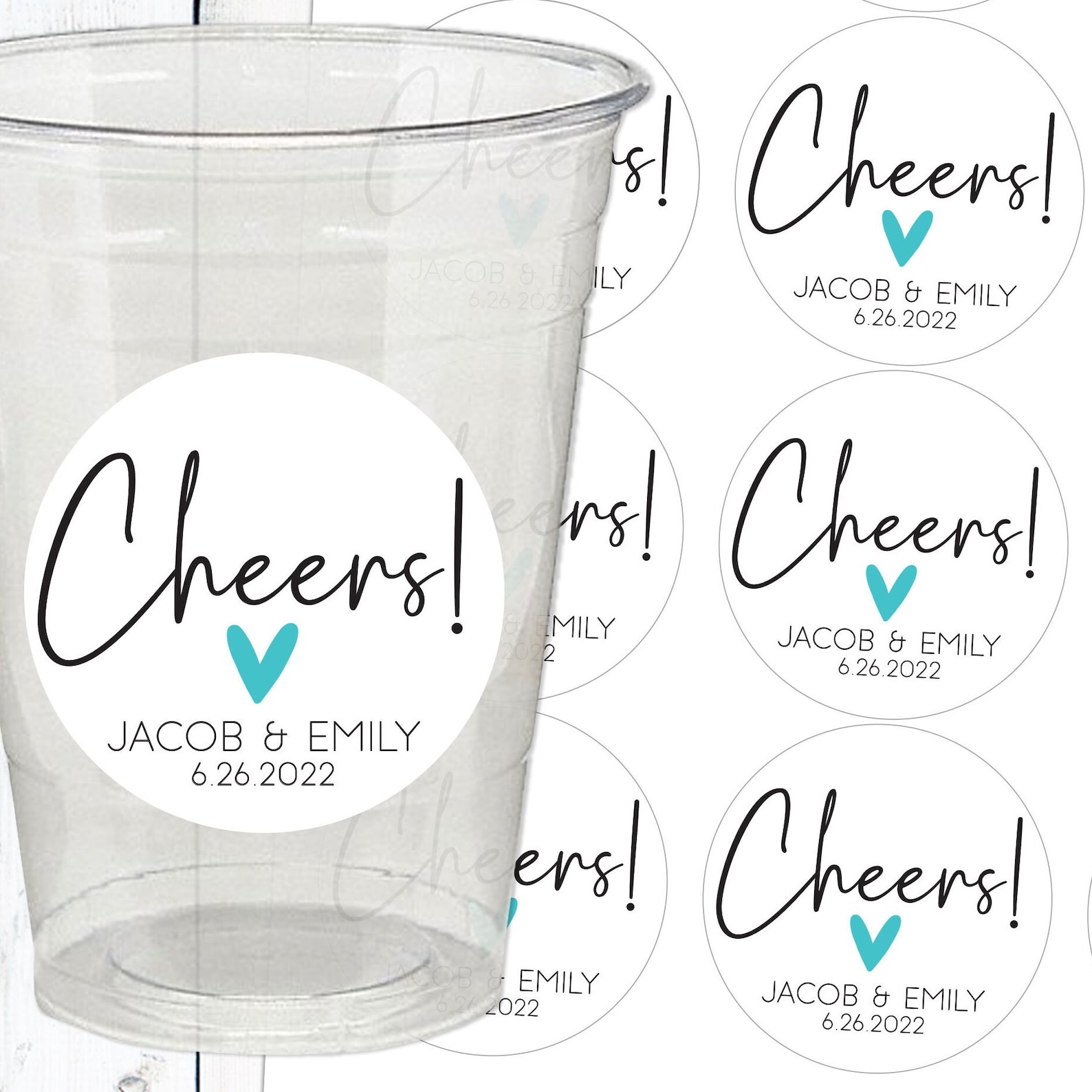 Custom Cup Stickers for Modern Wedding Engagement Party | Etsy