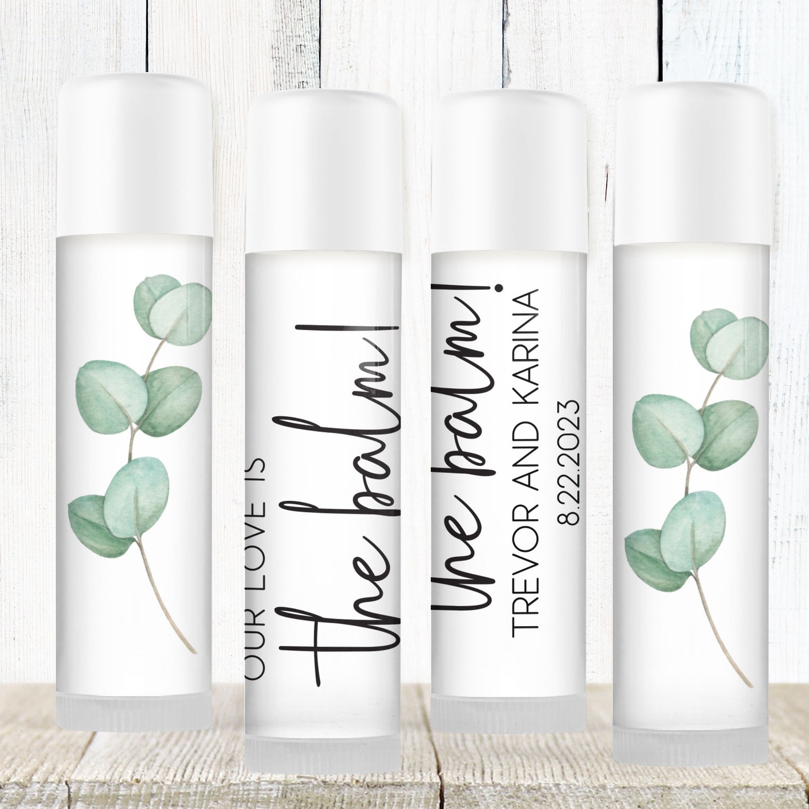 Eucalyptus Wedding Lip Balm Favors Set of 15 Custom Lip Balms Our Love ...