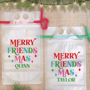 Christmas Party Drink Pouches, Funny Holiday Wine Pouches, Custom Drink ...