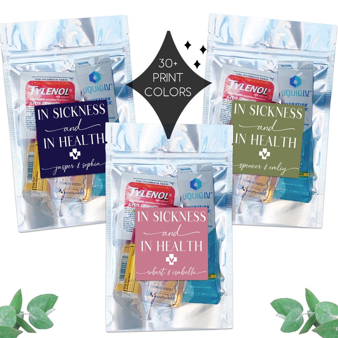 In Sickness & in Health Labels + Bags for Wedding, Personalized Bag ...