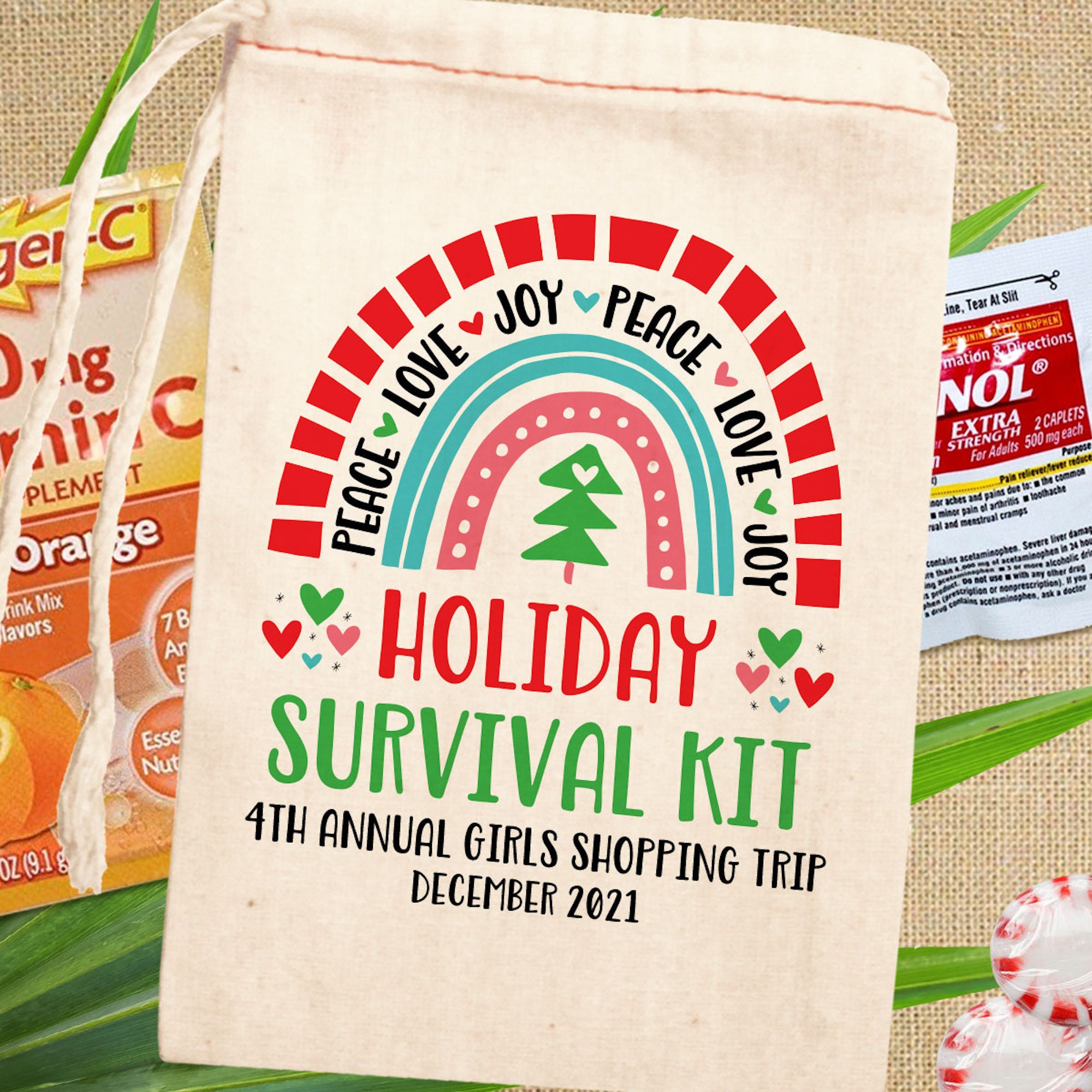 Holiday Survival Kit Bags Boho Christmas Party Favor Bags - Etsy