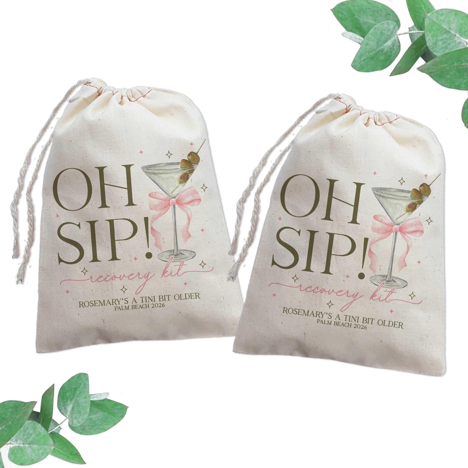 Custom Oh Sip Cocktail Hangover Recovery Kit Bags | Martini or ...