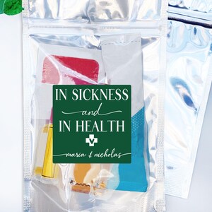 In Sickness & in Health Labels + Bags for Wedding, Personalized Bag ...