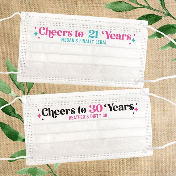 Personalized Birthday Masks for Adults, Disposable Party Masks, Cheers ...