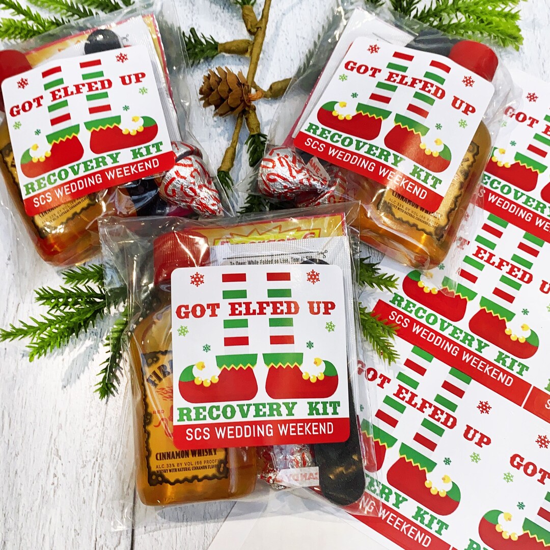 Funny Christmas Recovery Kit Labels Hangover Survival Kit Bags Got ...