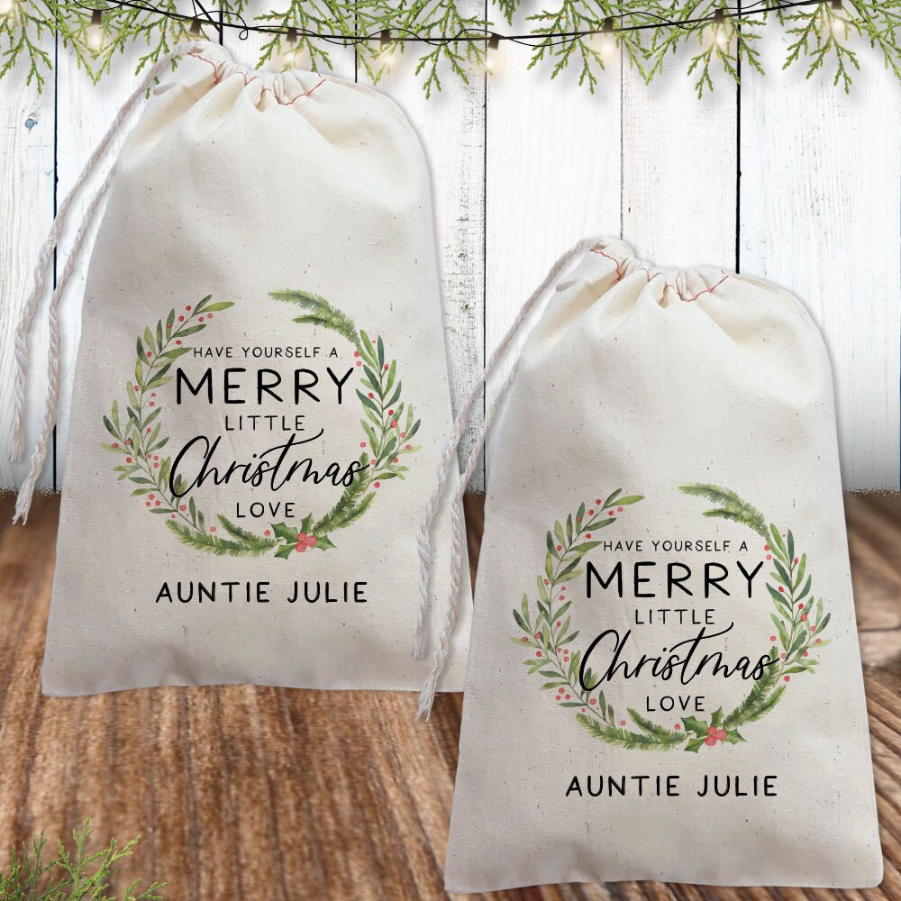 Canvas Christmas Gift Bag Set with Personalization Custom | Etsy