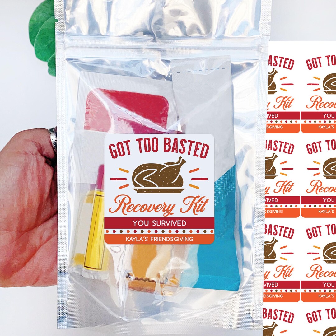 Thanksgiving Hangover Recovery Kit Favor Bags + Stickers | Got Too ...
