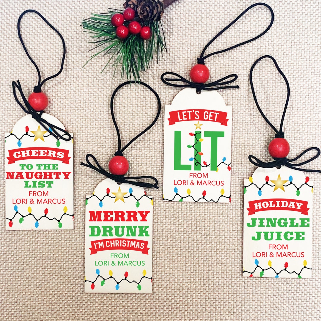 Christmas Wine Tags - Funny Holiday Wine Labels - Custom Wood Tags for ...