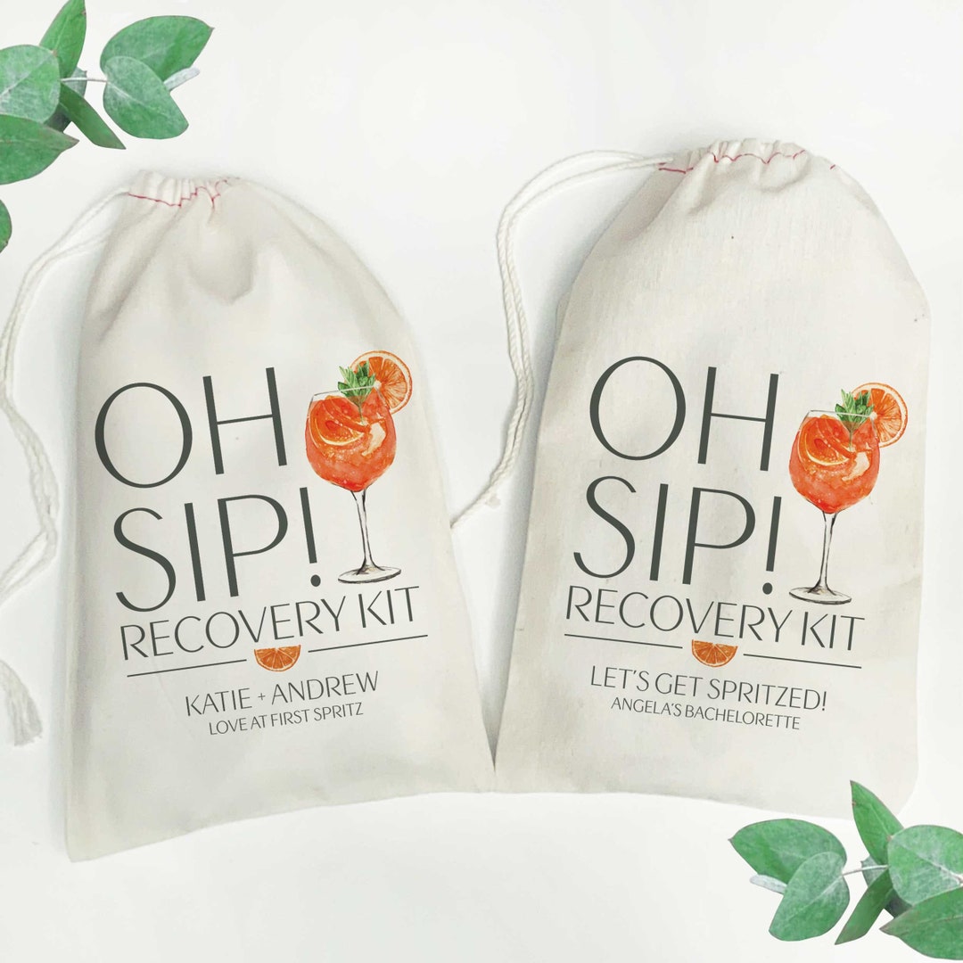Aperol Spritz Favors - Oh Sip Recovery Kit Bags - Wedding Cocktail ...